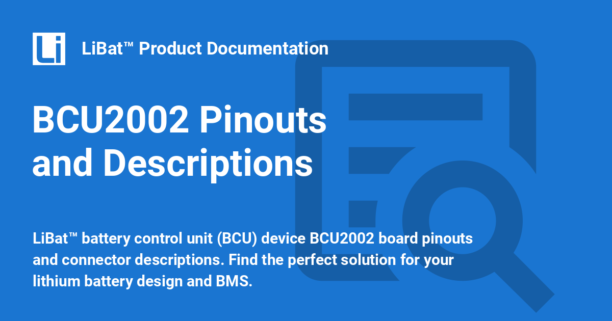BCU2002 Pinouts and Descriptions - LiBat™ Product Documentation